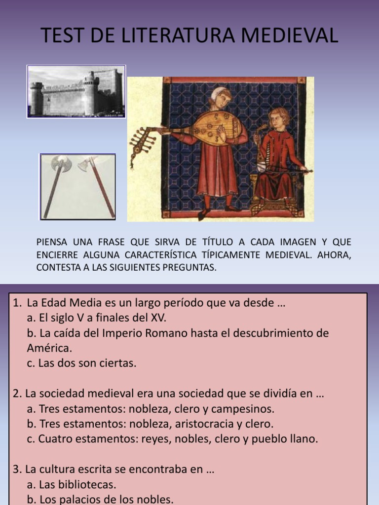 Test de Literatura Medieval en España | PDF | Baja Edad Media ...