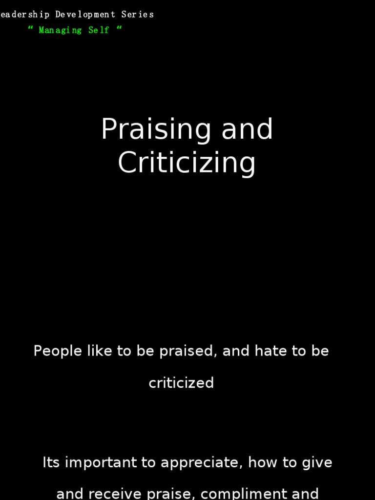 Effective Praise and Criticism Techniques | PDF | Criticism ...
