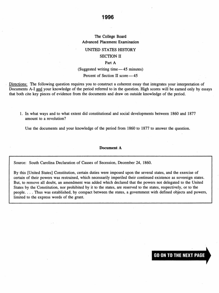 1996 DBQ - Reconstruction | PDF