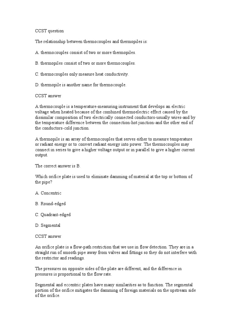 CCST Question | Download Free PDF | Flow Measurement | Programmable ...
