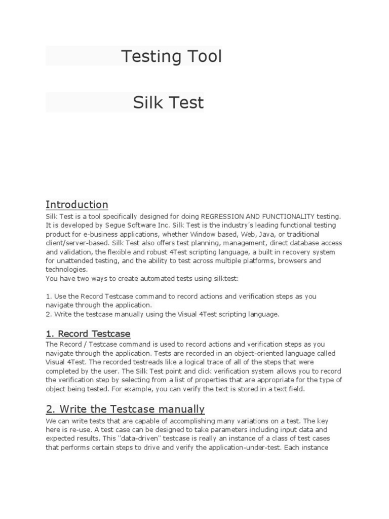 Silk Test Tutorial Pdf Cross Platform Software Scripting Language
