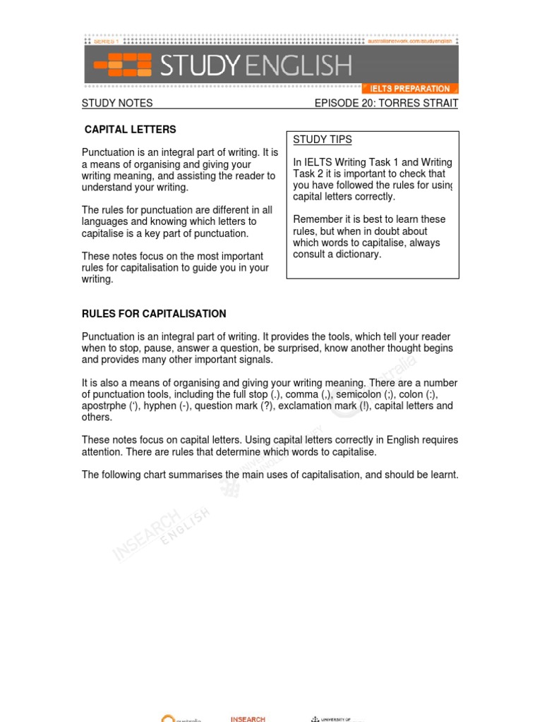 Rules for Capitalisation: A Summary of Proper Nouns, Names, Titles and Other Words Requiring ...