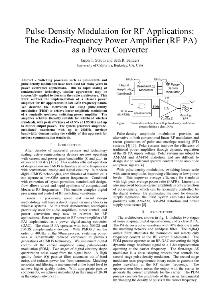 Pulse-Density Modulation For RF Applications: The Radio-Frequency Power ...