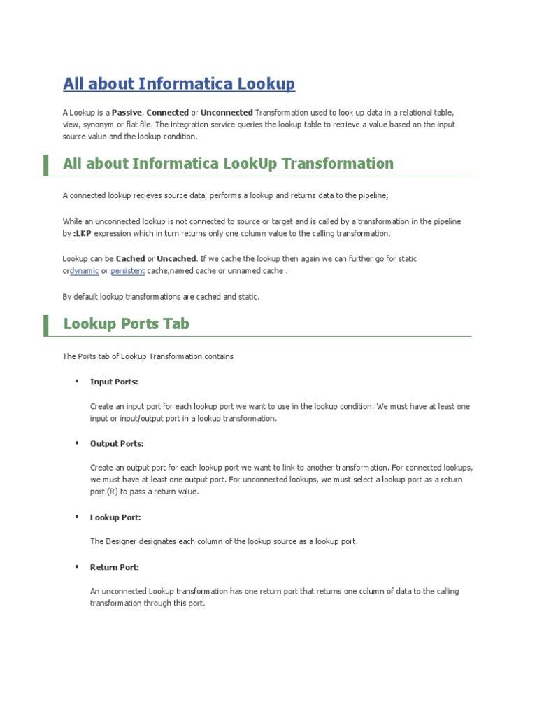 All About Informatica Lookup | PDF | Relational Database | Sql