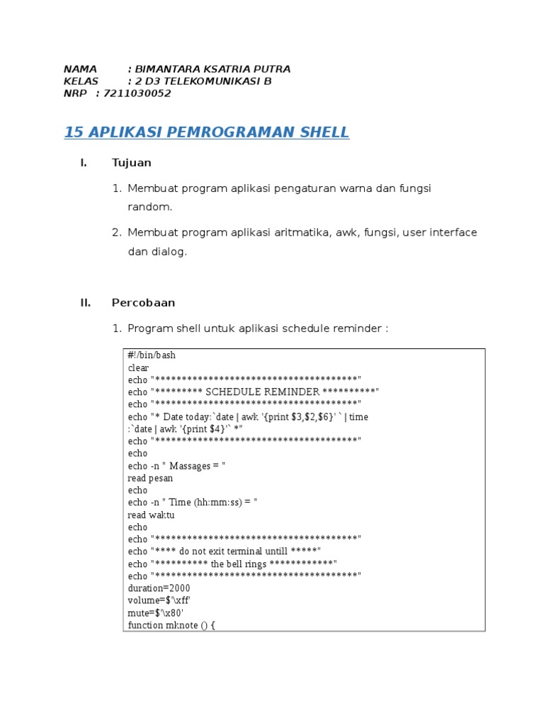 15 Aplikasi Pemrograman Shell | PDF | Komputer