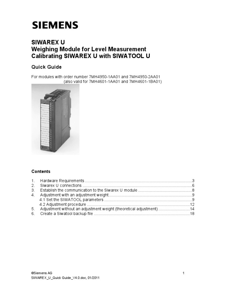 Siwarex U Quick Guide v4 0 | PDF | Computing | Electrical Engineering