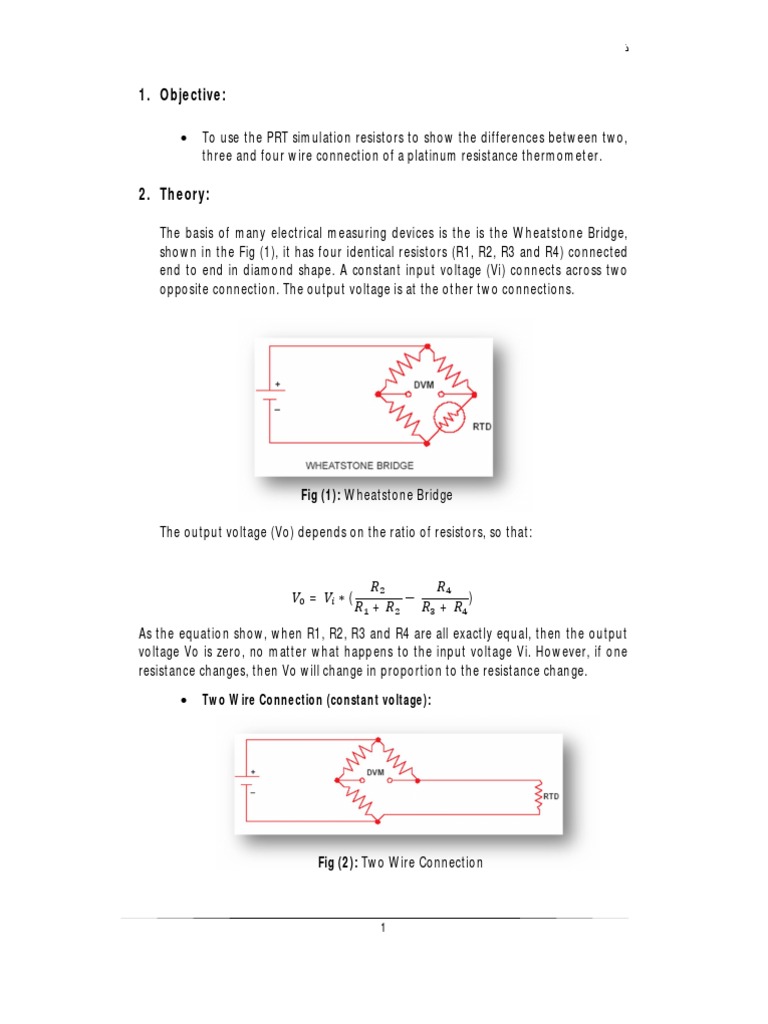 PRT Simulation, Two, Three and Four Wire Connecction Report | PDF ...