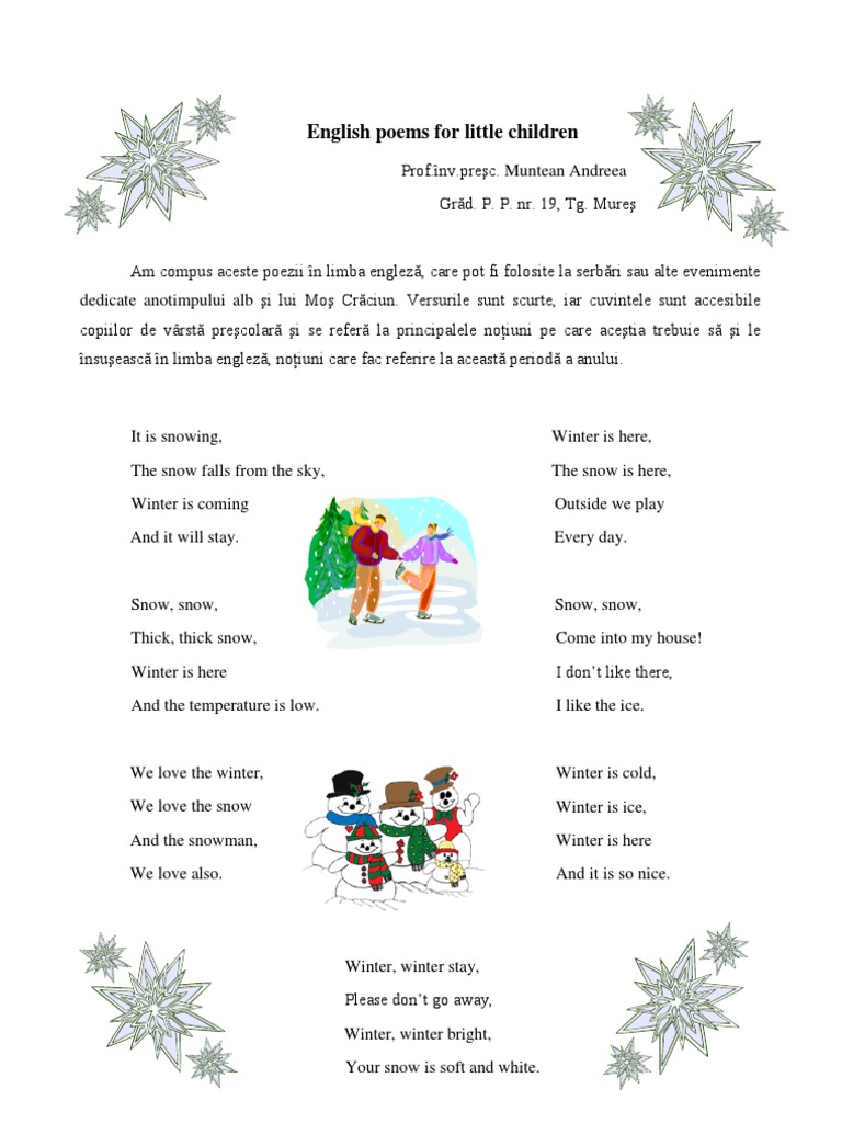 English Poems For Little Children | PDF