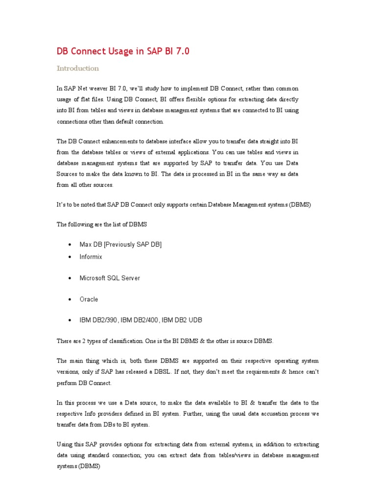Sap Bi-Db Connect | PDF | Microsoft Sql Server | Databases