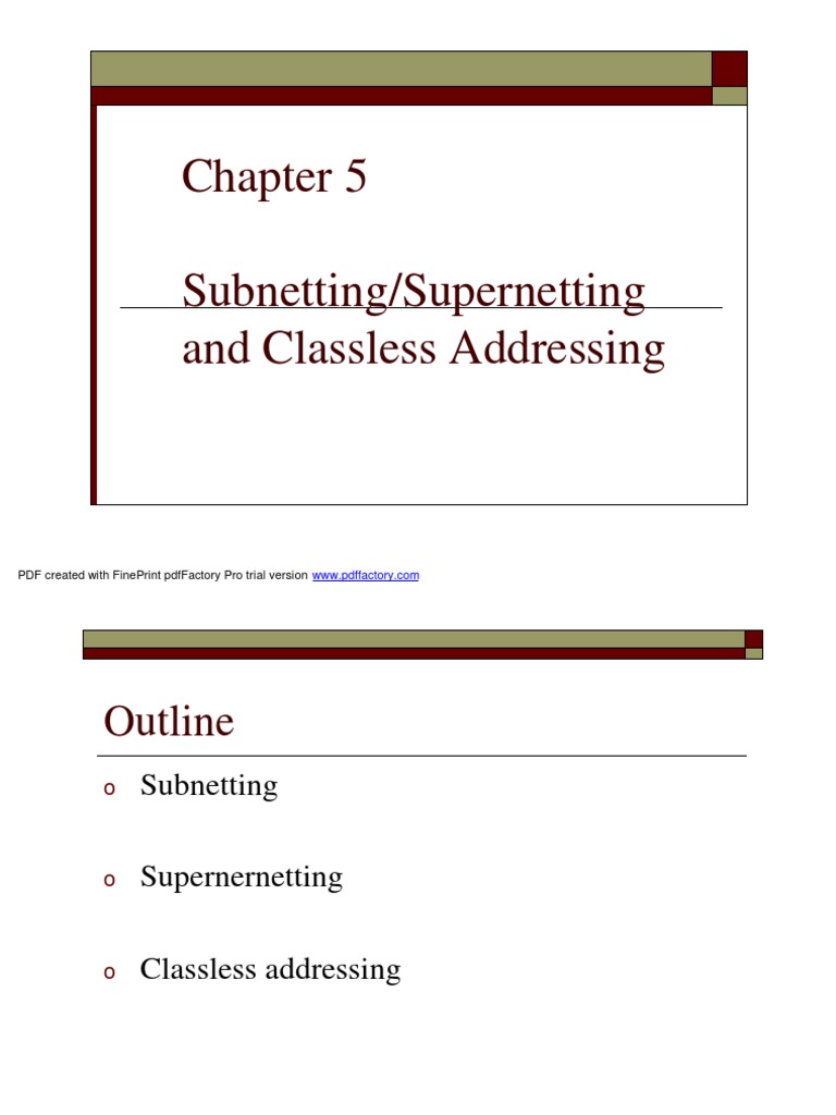 Chapter 5-Subnetting-Supernetting and Classless Addressing | PDF | Data Transmission | Computer ...