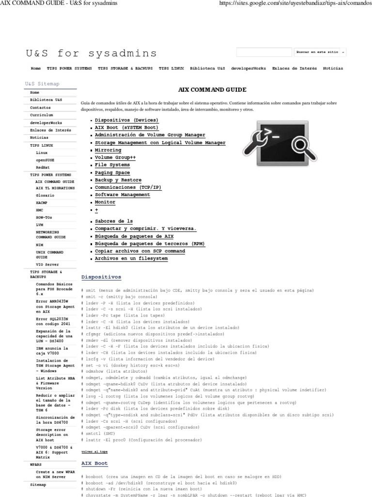 Aix Command Guide | PDF | Archivo de computadora | Apoyo