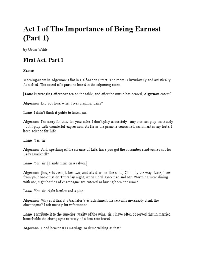 The Importance of Being Earnest | PDF | The Importance Of Being Earnest