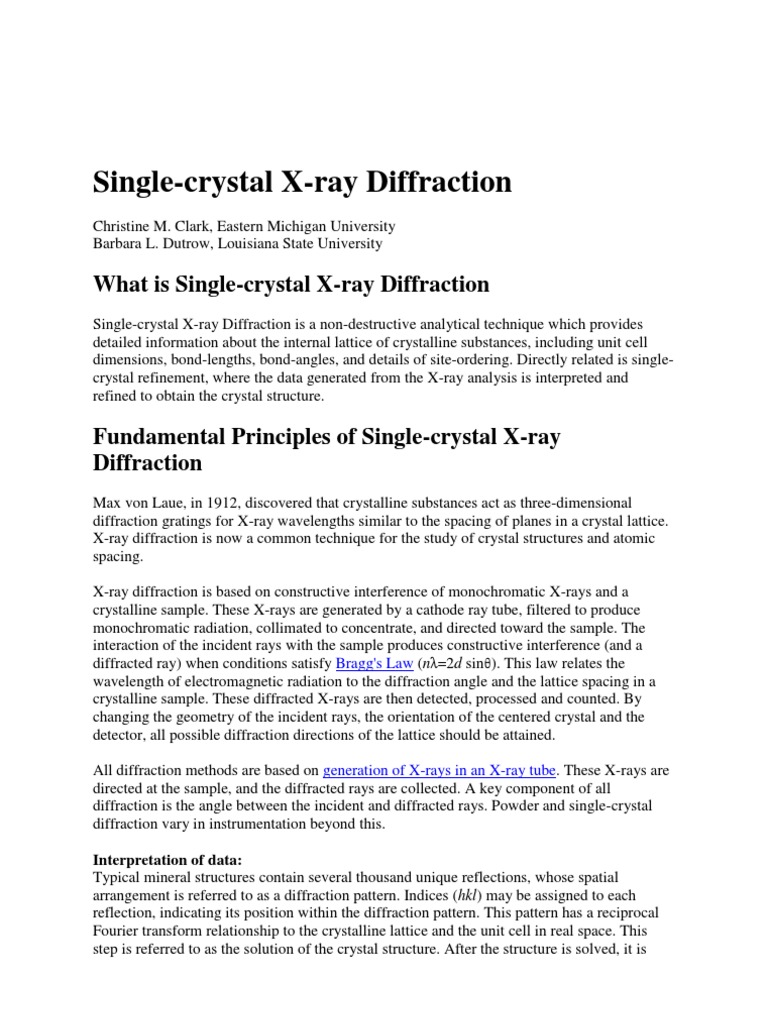 Single Crystal | PDF | X Ray Crystallography | Diffraction