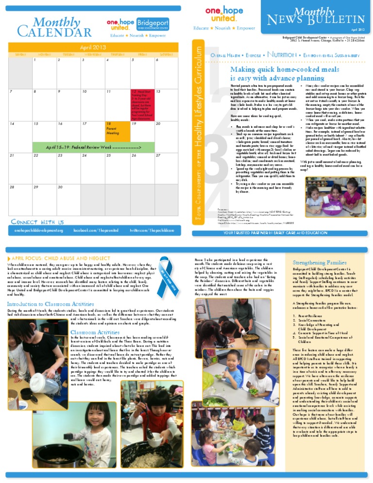 OHU Bridgeport Child Development Center Newsletter - April | PDF ...