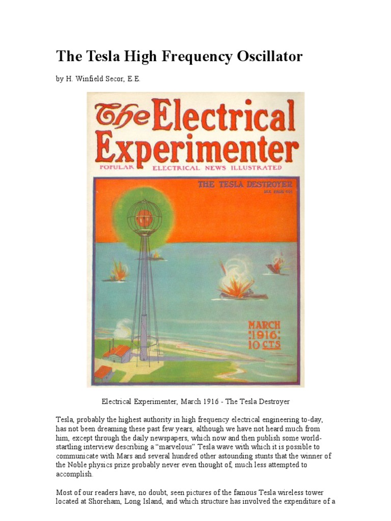 The Tesla High Frequency Oscillator (Winfield Secor) | PDF | Nikola ...