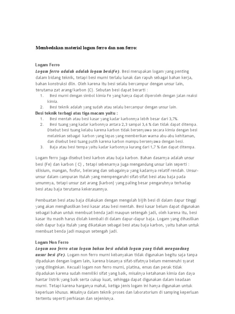 Membedakan Material Logam Ferro Dan Non Ferro | PDF