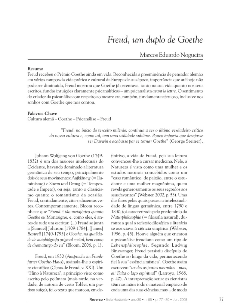 Freud Goethe | PDF | Johann Wolfgang Von Goethe | Sigmund Freud