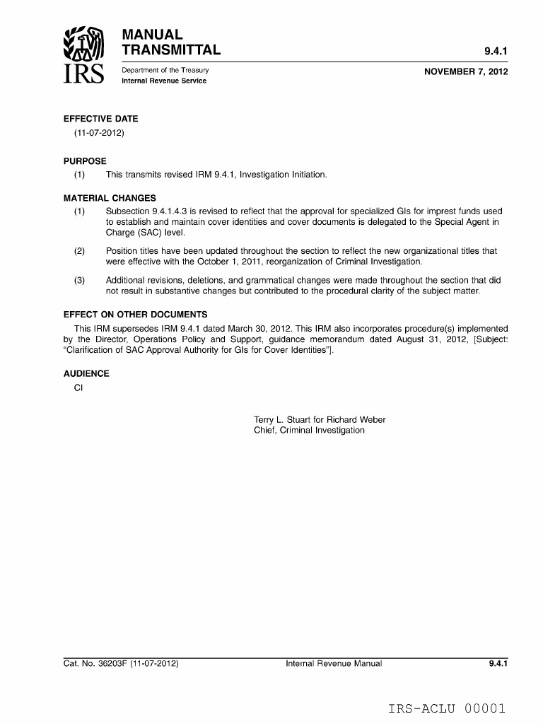 IRS Criminal Investigation Techniques | PDF | Special Agent | Internal ...