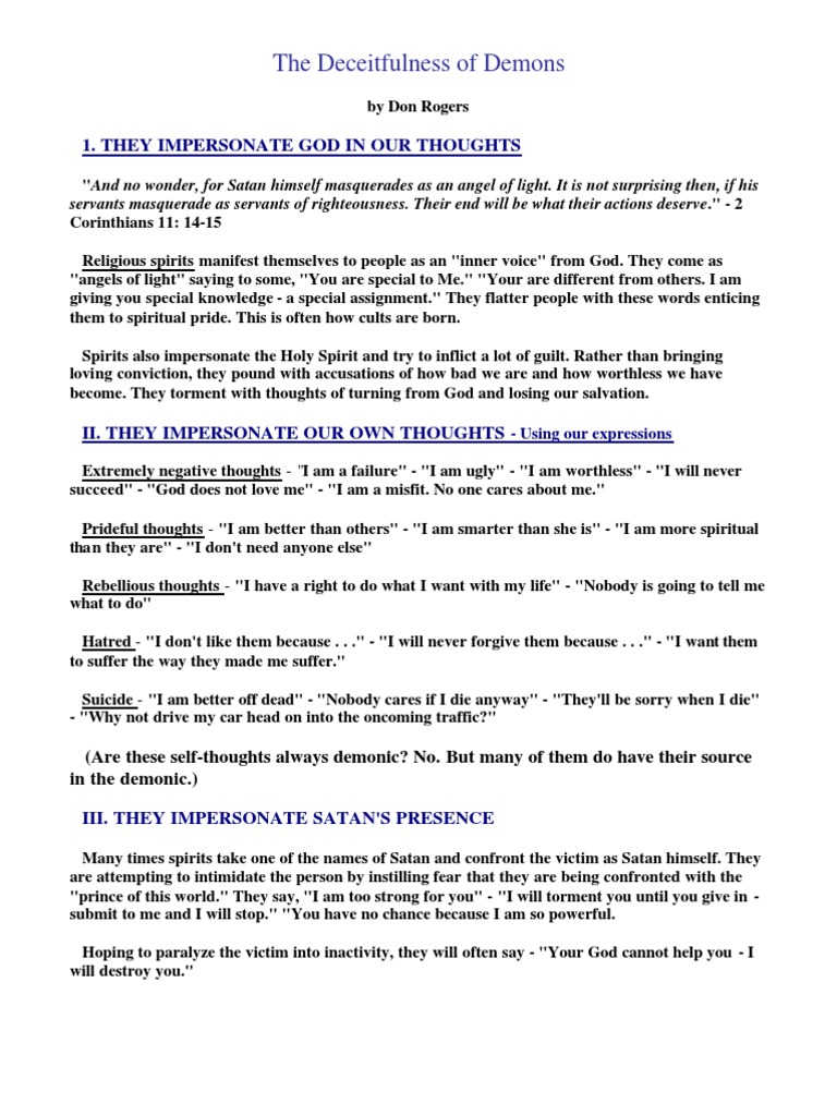 The Deceitfulness of Demons | PDF | Demons | Satan