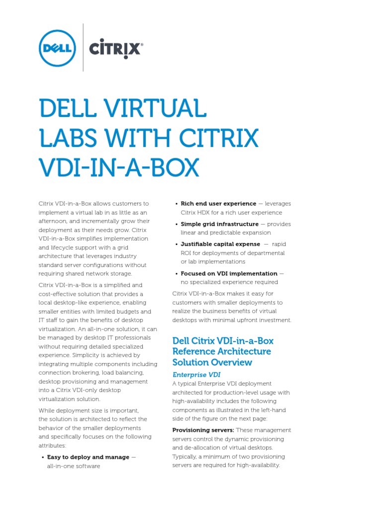 Virtual Labs With Citrix Vdi in A Box | PDF | Desktop Virtualization ...
