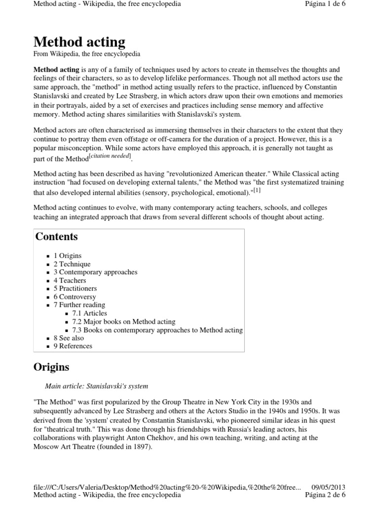 Method Acting - Wikipedi | Acting | Theatre