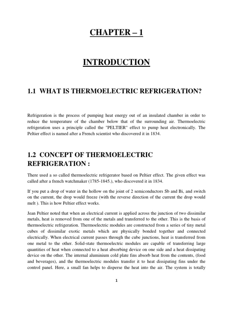 Project Work On Thermoelectric Refrigeraton | PDF | Building ...