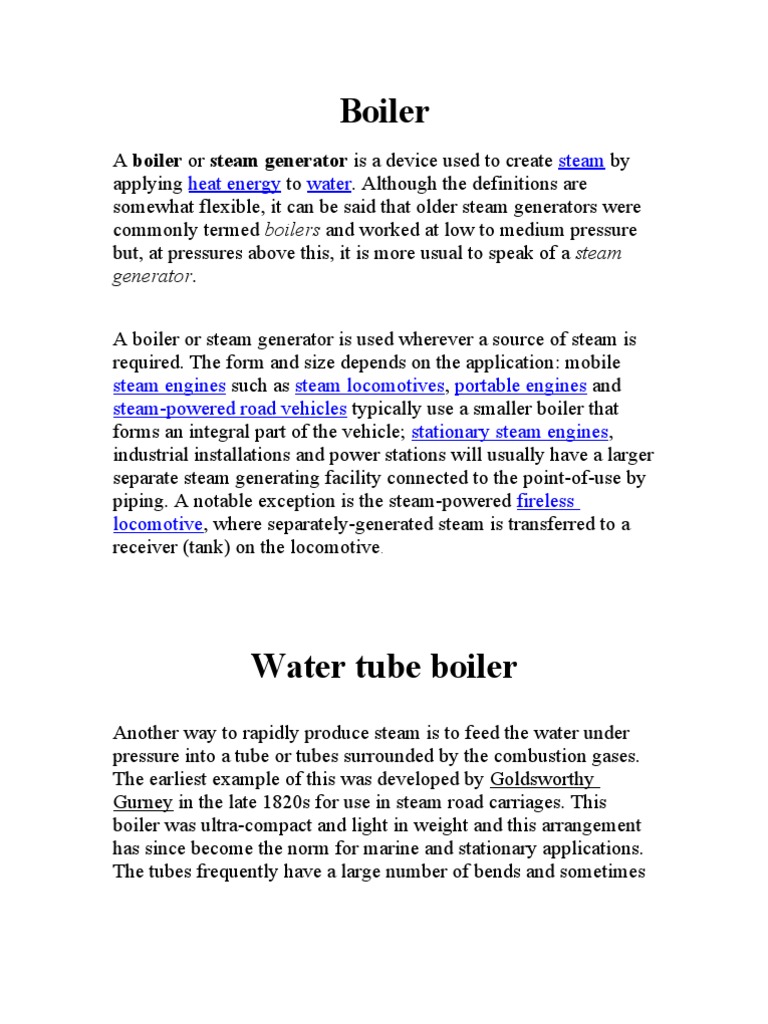 A Boiler or Steam Generator Is A Device Used To Create Steam by ...