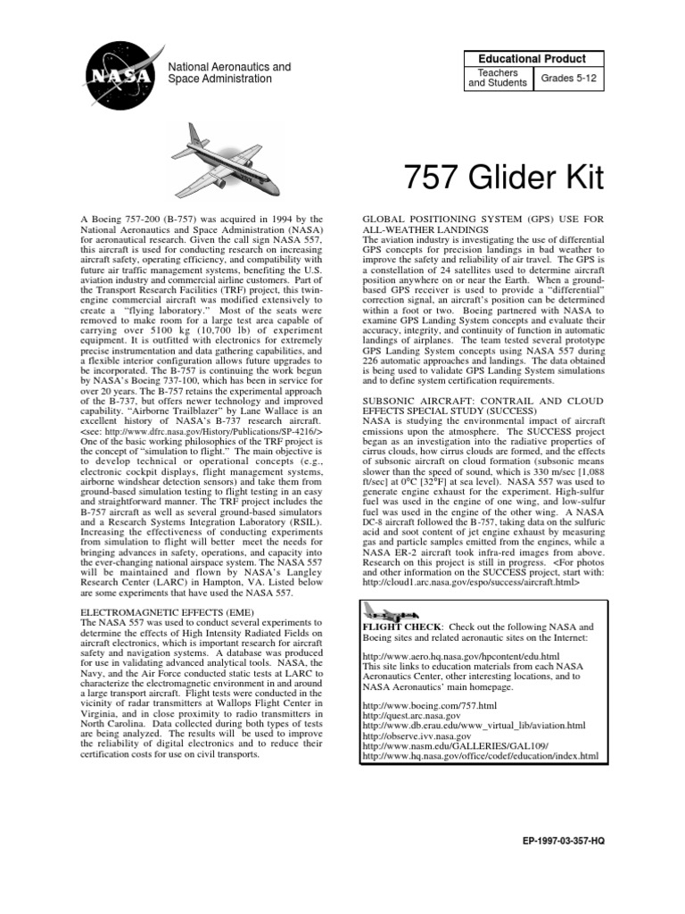 Boeing 757 Glider Model Kit | PDF