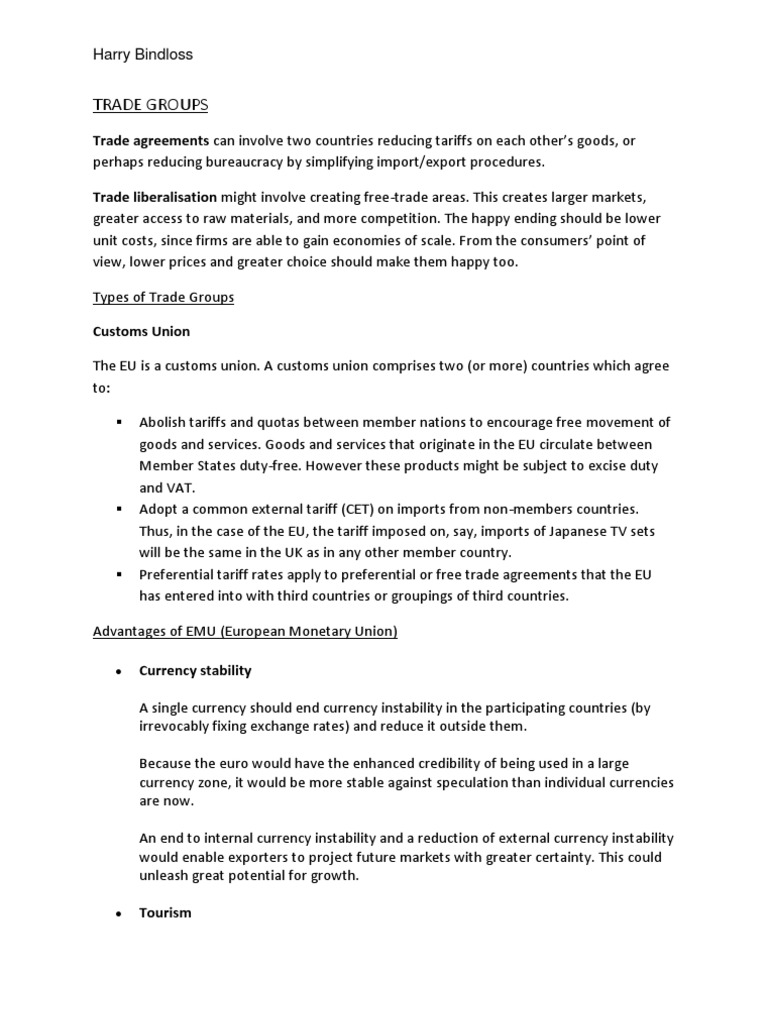 Advantages and Disadvantages of Trade Groups and the European Monetary ...