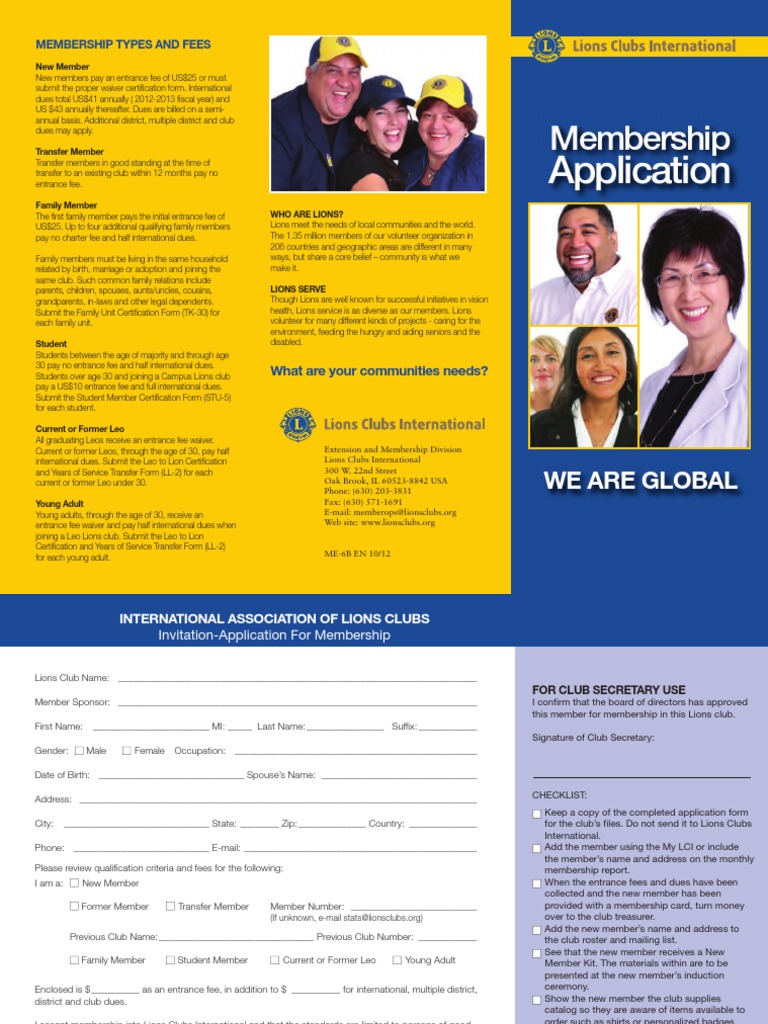 Lions Club Membership Application Guide | PDF | Business