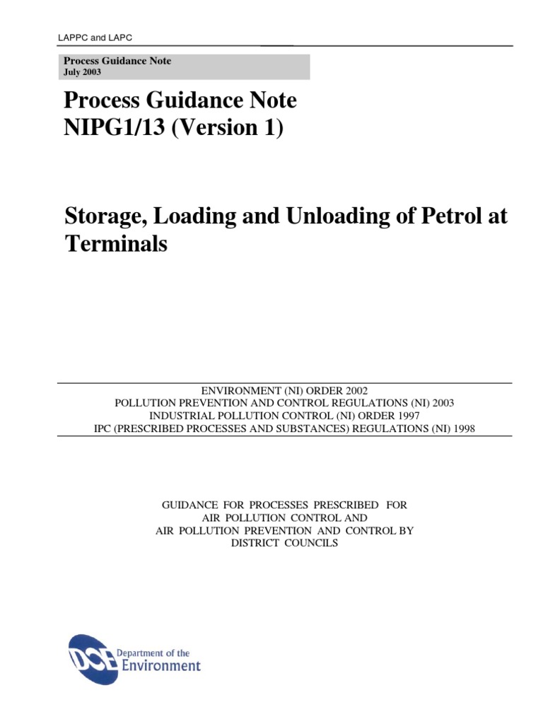 Storage Loading and Unloading of Petrol at Terminals | PDF | Air ...