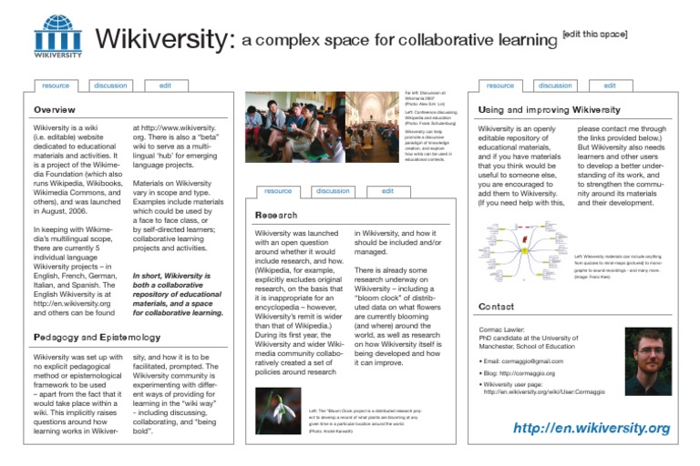 AltC Wikiversity Poster | PDF | Learning | Communication