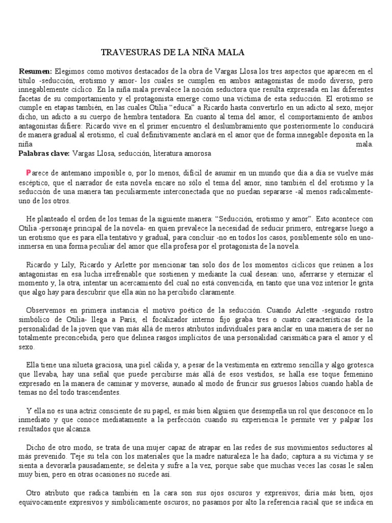 Travesuras de La Nina Mala Resumen Total | PDF