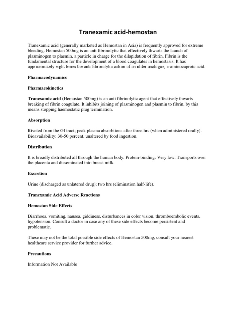 Tranexamic Acid | PDF | Pharmacokinetics | Coagulation