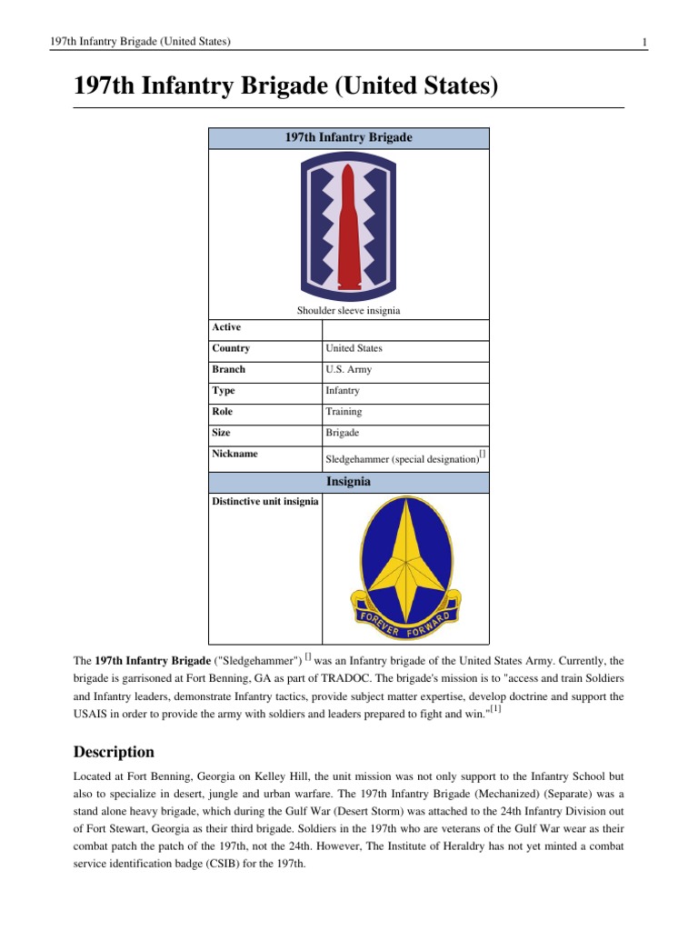 197th Infantry Brigade (United States), American Army Order of Battle ...