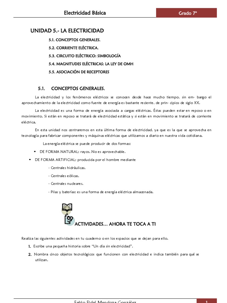 Modulo de Electricidad | PDF | Electricidad | Corriente eléctrica