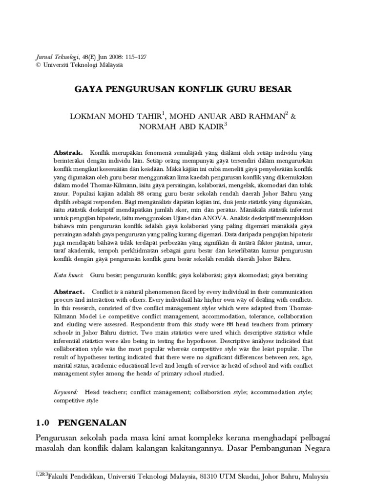 Gaya Pengurusan Konflik Guru Besar | PDF