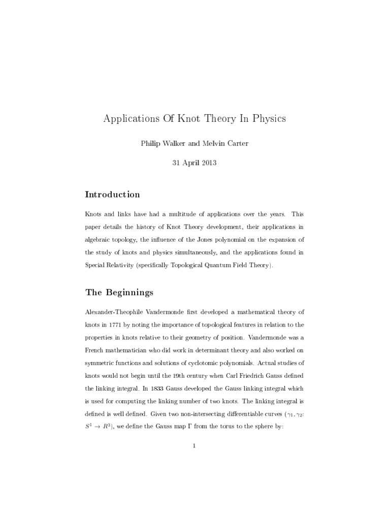 Applications of Knot Theory in Physics | PDF | Quantum Mechanics ...
