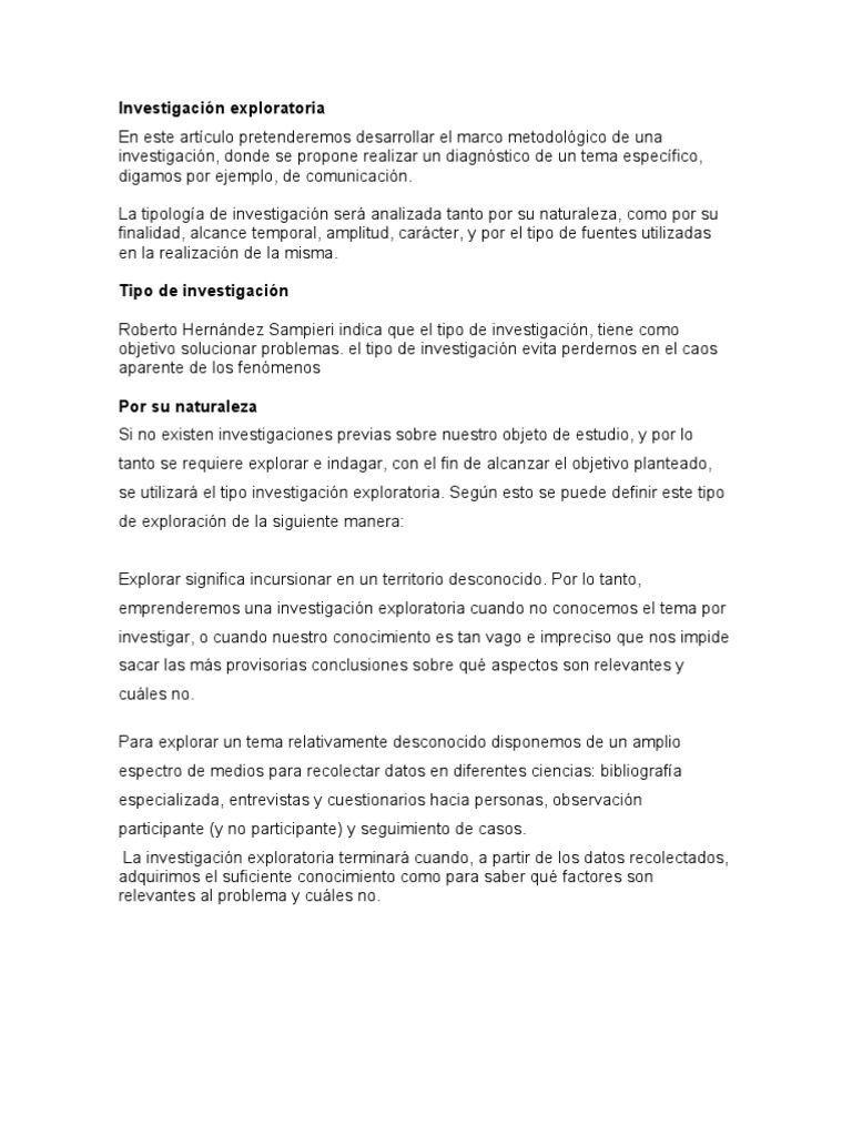 Investigación Exploratoria | PDF