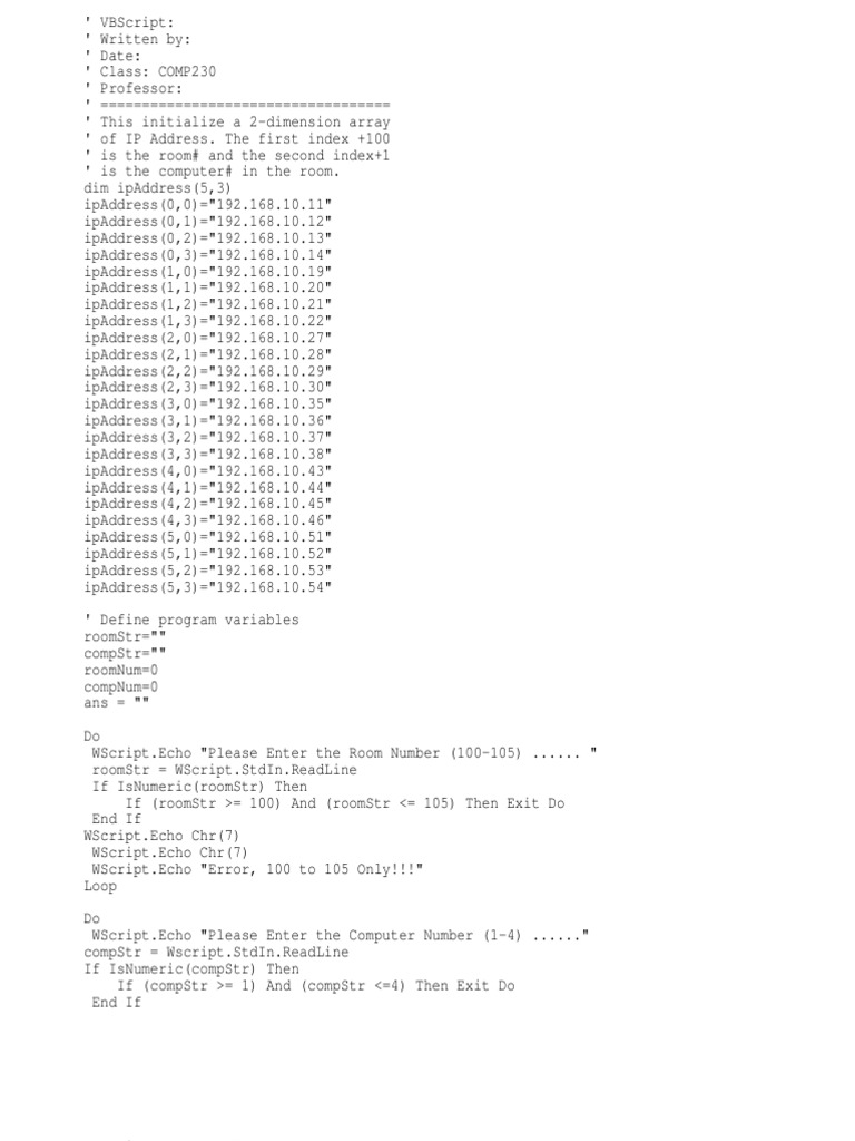 VBScript IP Array Report | PDF