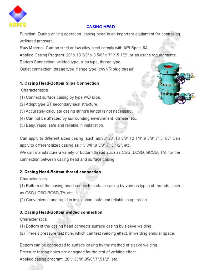Casing Head | PDF | Casing (Borehole) | Welding
