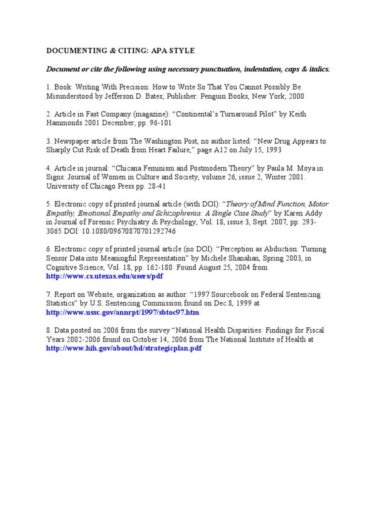 Documenting References Exercise Bel342 | PDF | Empathy | Cognition