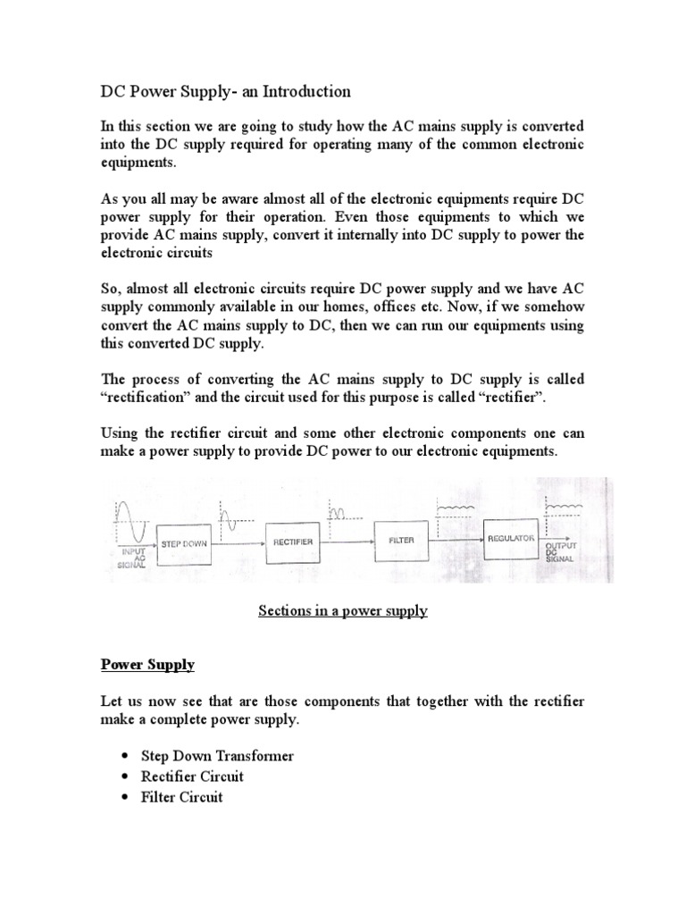 DC Power Supply-An Introduction | PDF | Rectifier | Direct Current