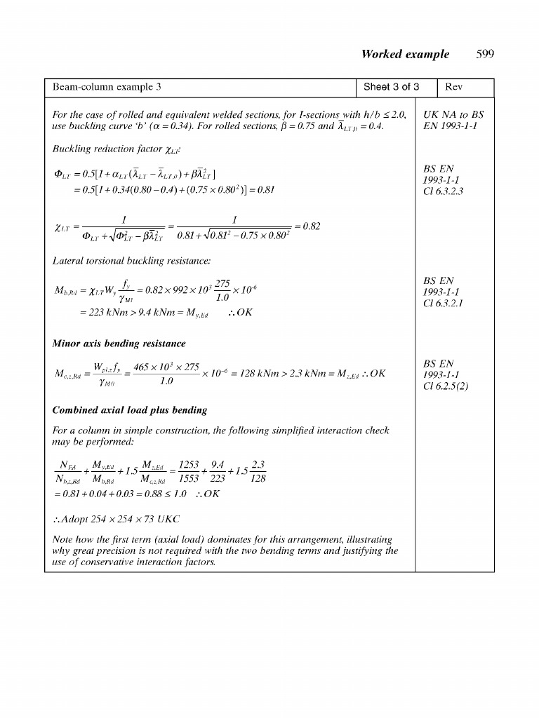 Beam-Column Buckling Analysis Example | PDF