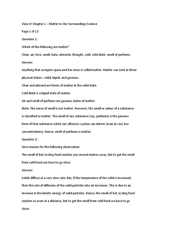 Class IX Chapter 1 | PDF | Gases | Matter