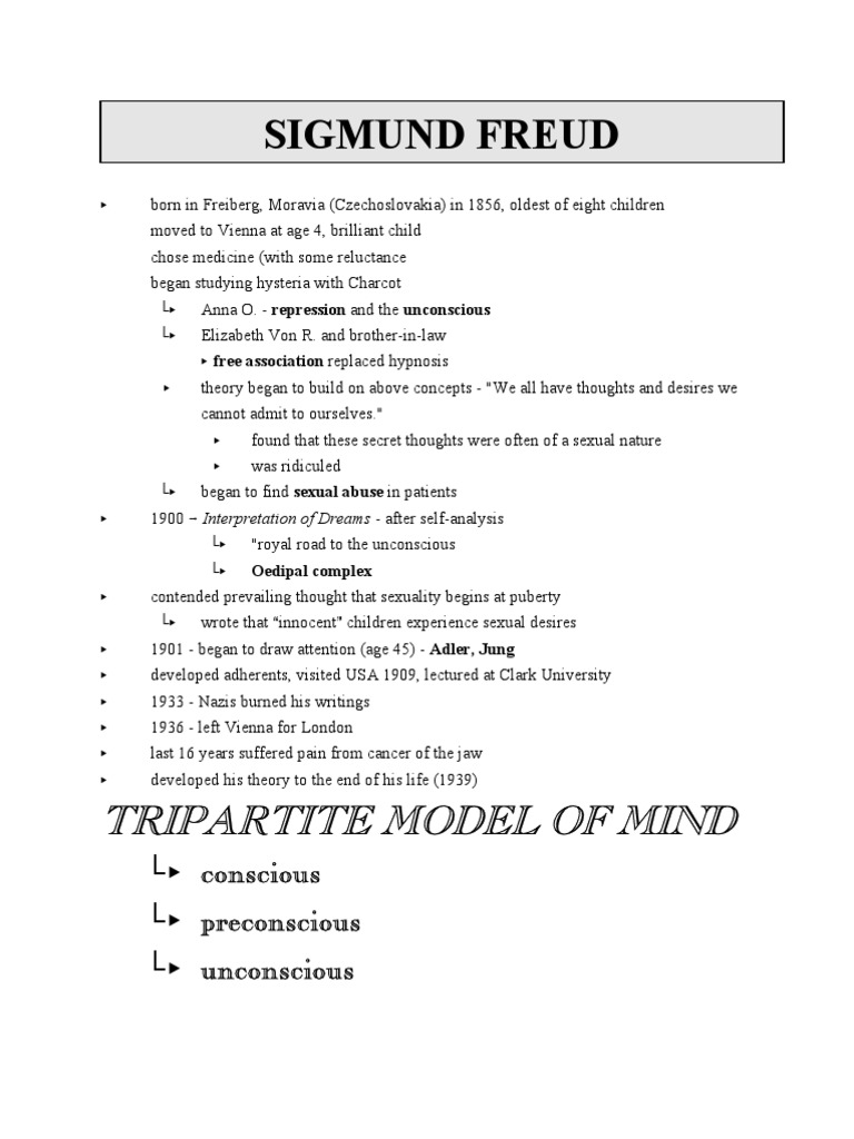 Sigmund Freud: Tripartite Model of Mind | PDF | Id | Oedipus Complex