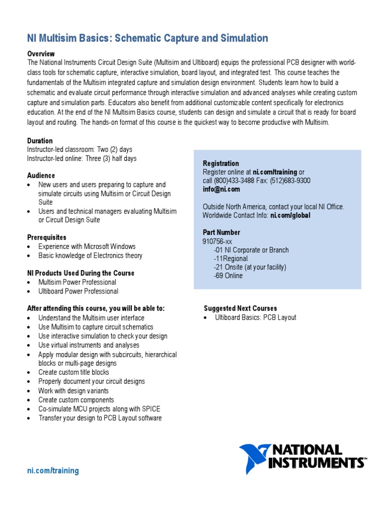 Multisim Basics Outline | PDF | Circuit Design | Simulation