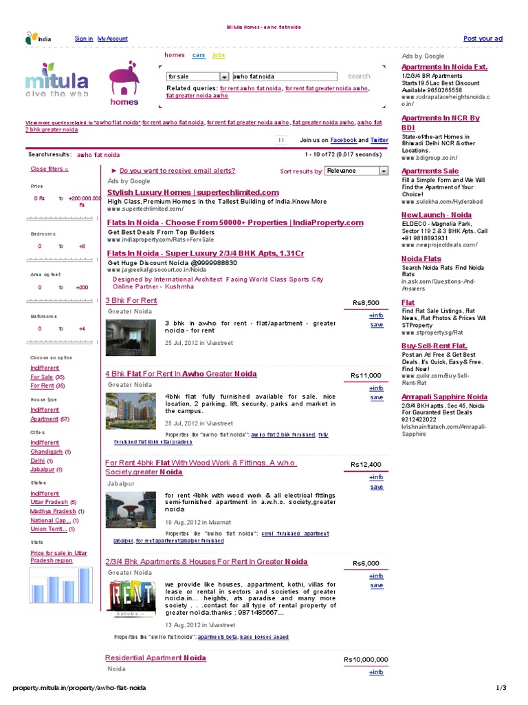 Awho Flat Noida - Mitula Homes | PDF | Apartment | Law And Economics