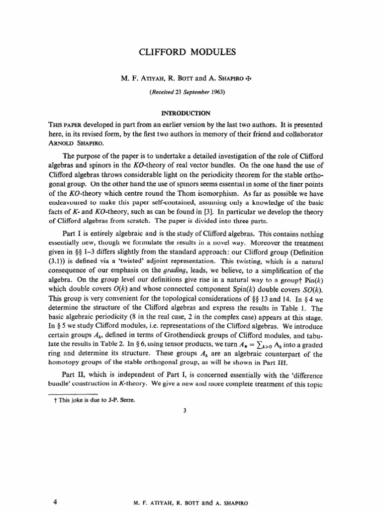 Atiyah Bott Shapiro Clifford Modules | PDF | Module (Mathematics) | Ring (Mathematics)