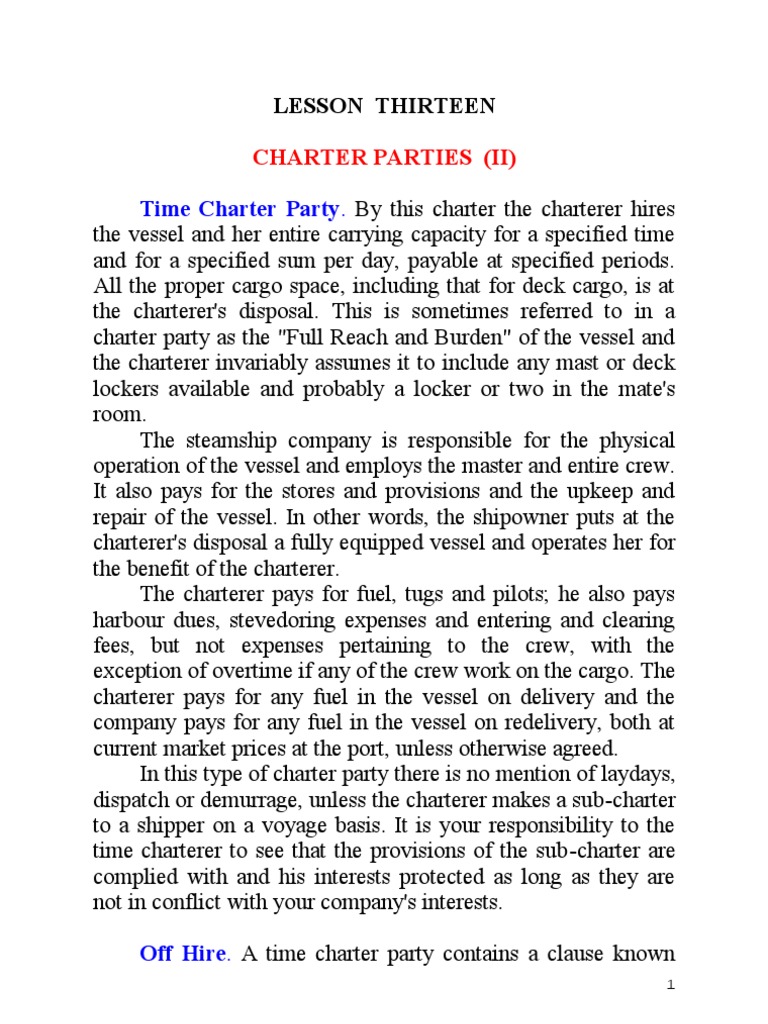 Charter Parties | PDF | Water Transport | Shipping